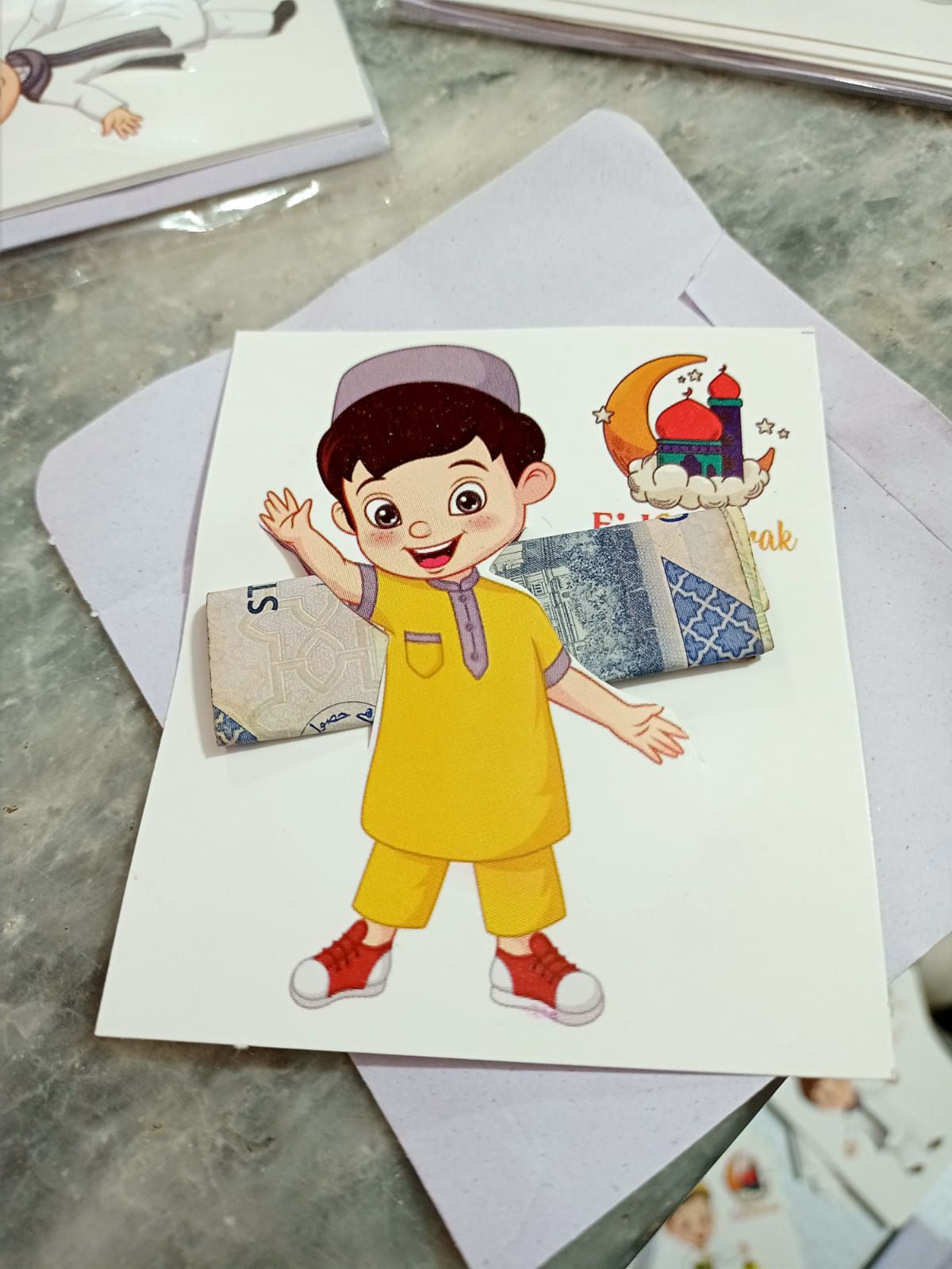 Pack of 12 Eid cards with 12 envelopes eidi card boys and girls eid ...