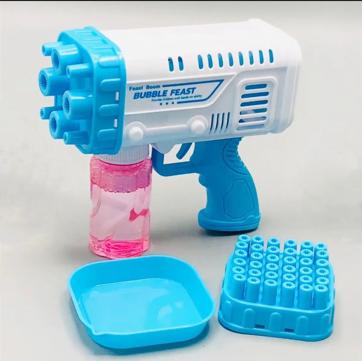 Bubble Machine Automatic Electric Gatling Bubble Guns Bubble Maker 32 Hole Bubble Gun With 1 Liquid Bottle Outdoor Fun Kids Toys for Boys and Girls Daraz.pk
