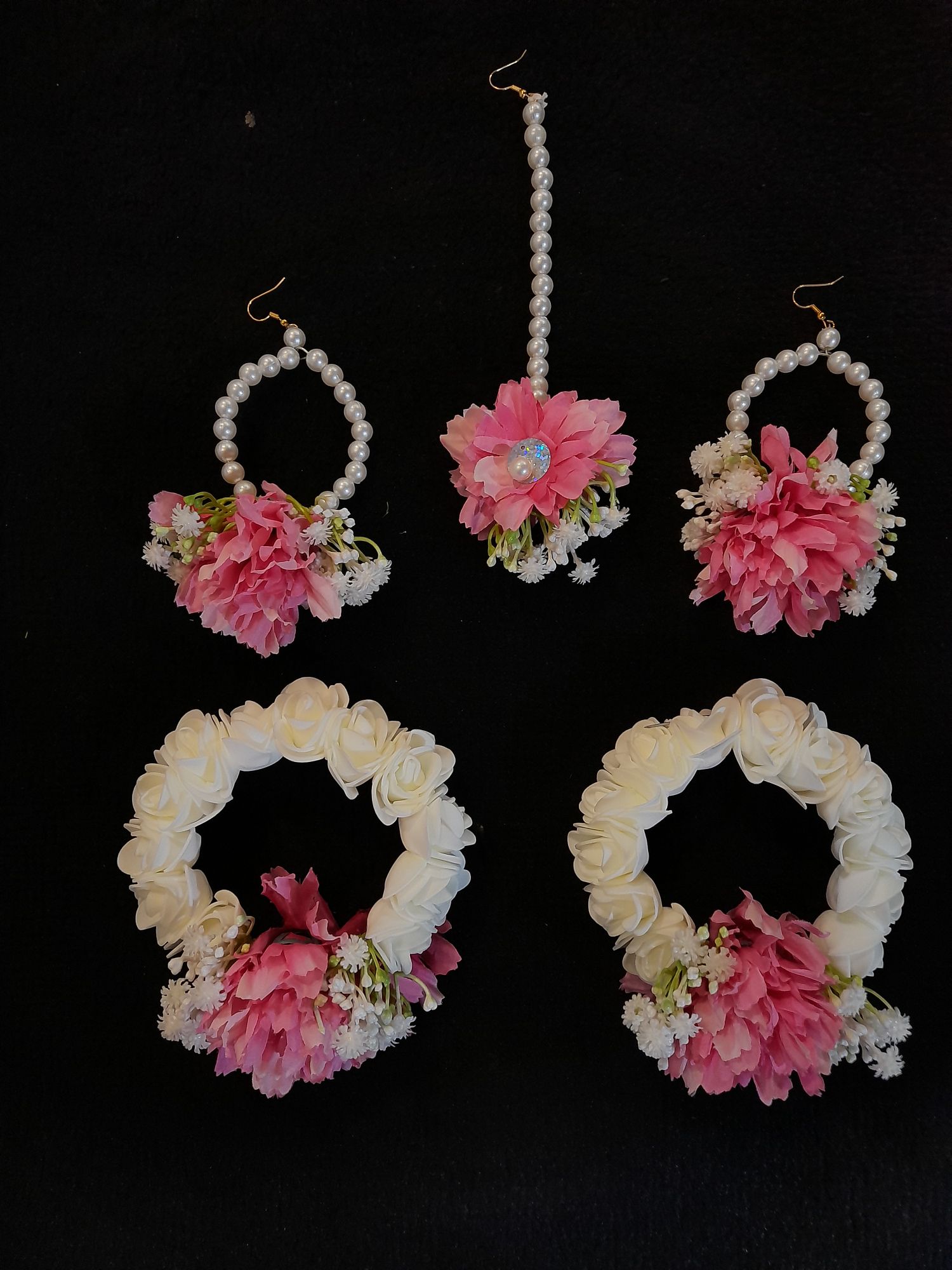 fresh flowers jewellery set for girls and bride 2 gajray 2 earrings ...