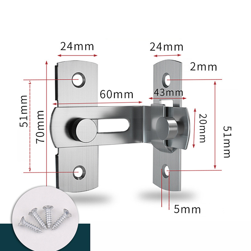 Door Lock Guard Latch Bolt 90 180 Degree Stainless Steel Toggle Sliding ...