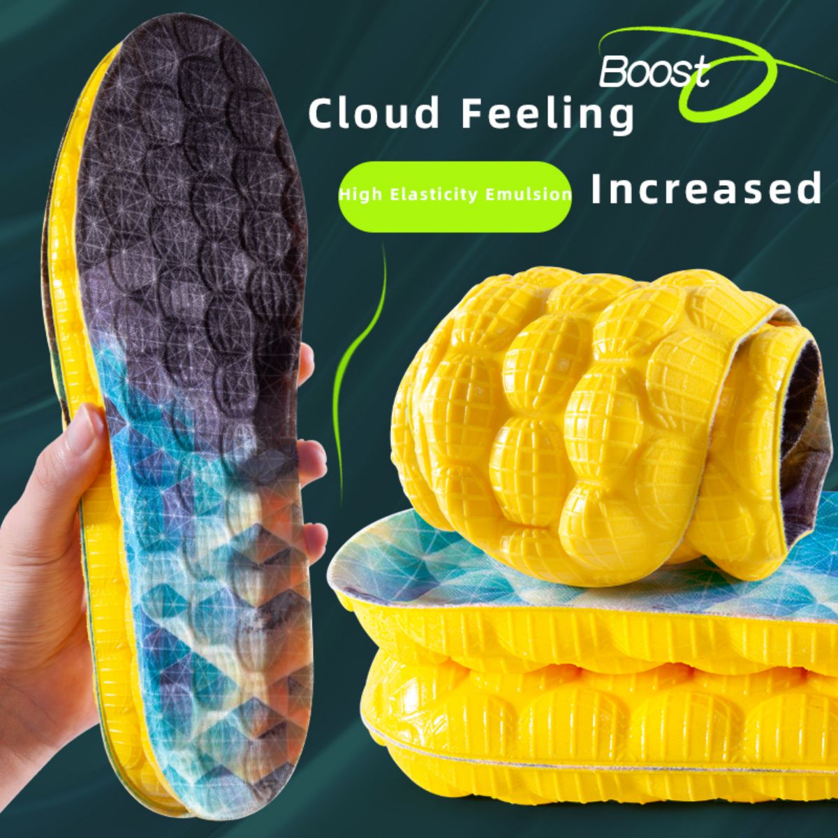 1Pair 4D Cloud Technologyt High Elasticity Sports Deodorant Insoles for ...
