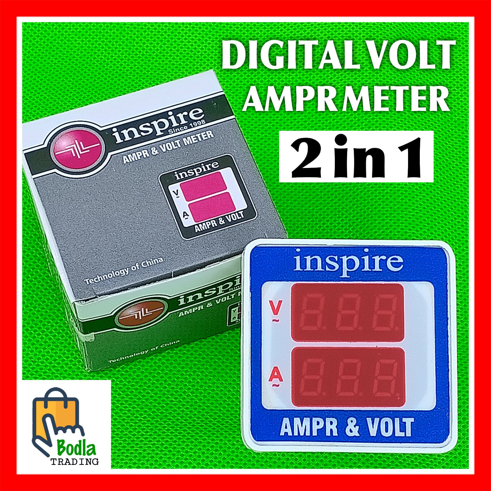 INSPIRE 2 in1 AC Digital Voltmeter Ampmeter Dual Display Digital Volt Ampere Meter LED Indicator ...