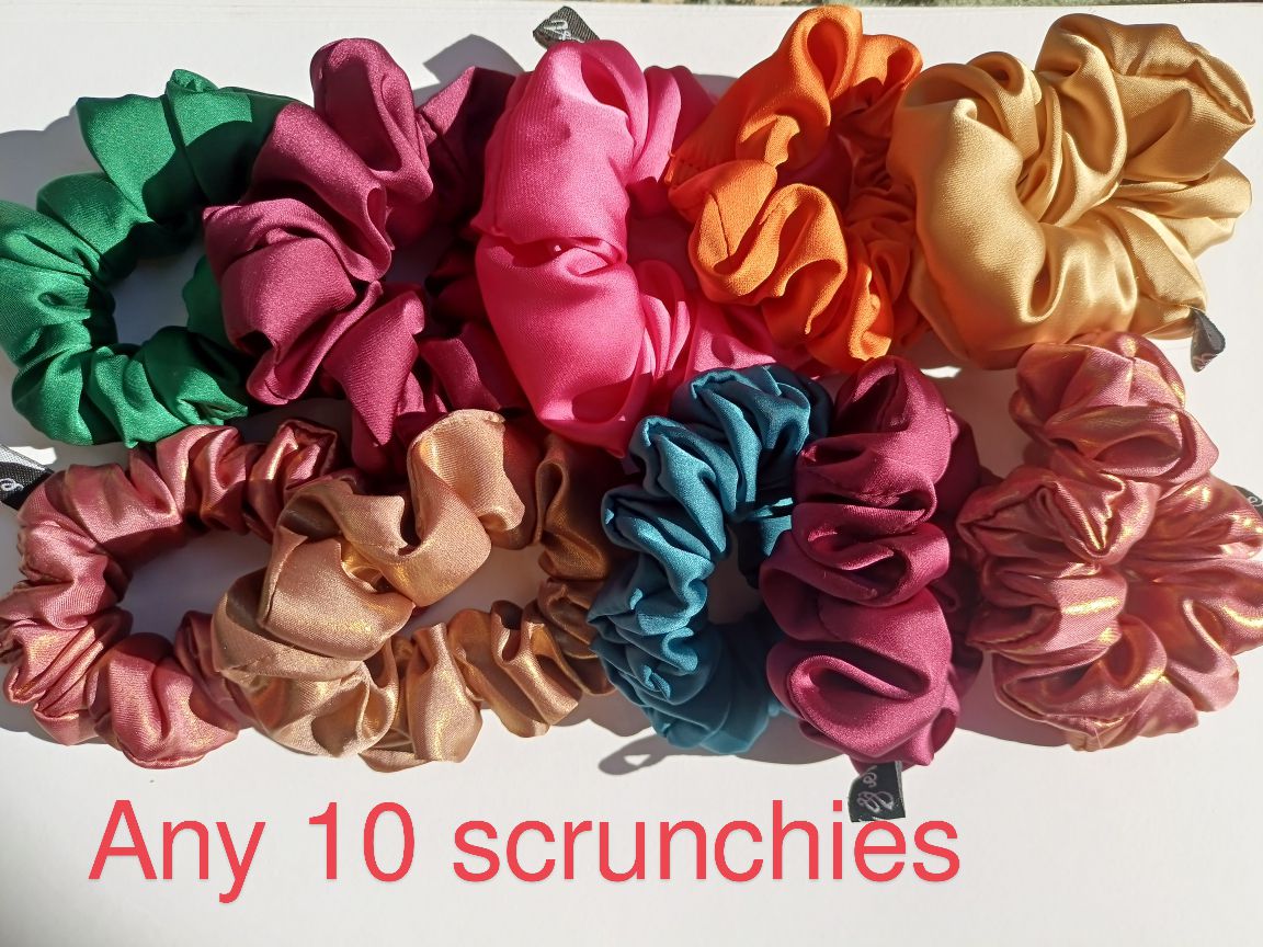 scrunchies for girls 1 / 2 / 5 / 10 pieces in satin silk & shimmer one ...