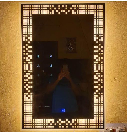 Bathroom led touch mirror with 3 colors led lights in one mirror and ...