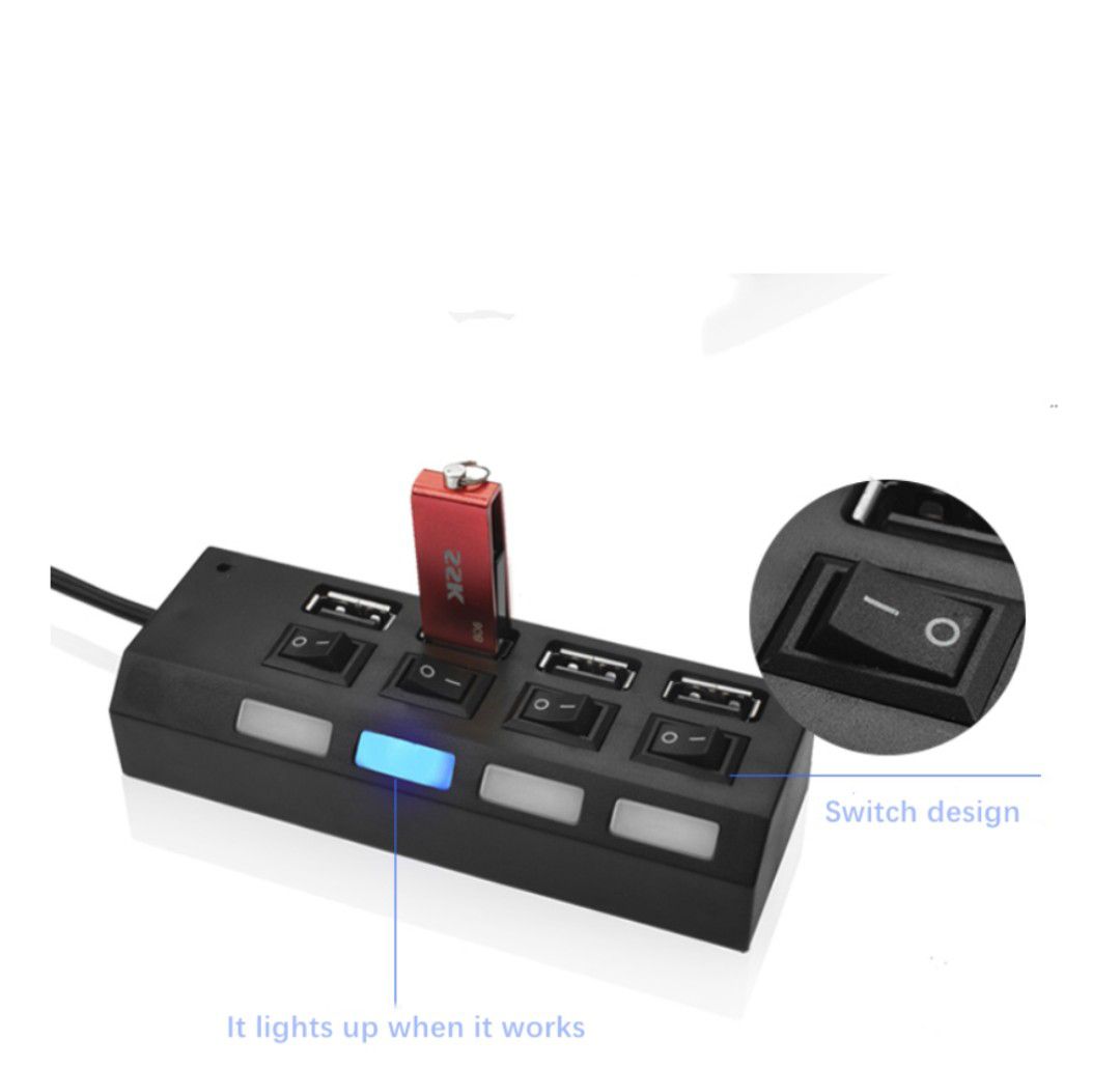USB HUB 4 PORT ALL IN ONE CONNECTED AT THE SAME TIME USB 2.0 ON AND OF SWITCH | Daraz.pk