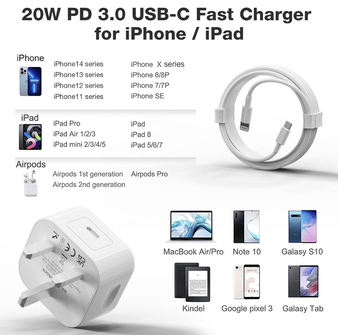 iPhone Best Quality 20W Adapter - 3 PIN Fast Charger - Apple 3 PIN 20 W ...