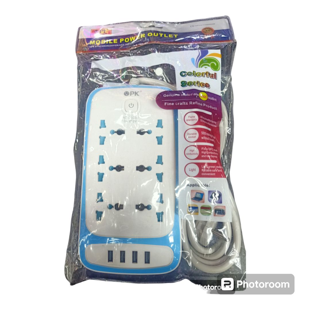 PowerMax Extension Board with 6 Power Sockets, 4 USB Ports, and 3-Yard Copper Wire (2500W ...