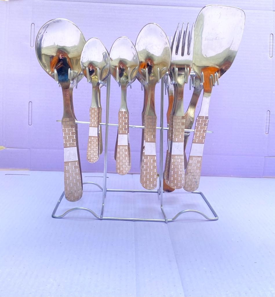 (29 piece) golden lazer print cutlery set stainless steel cutlery set ...