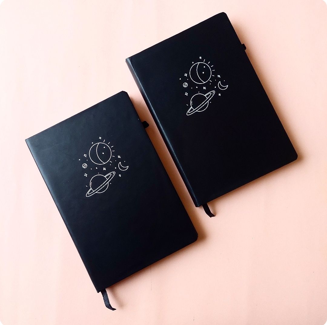 Space Doodle Minimalistic Black BuJo Notebook Dot grid Diary Dotted ...