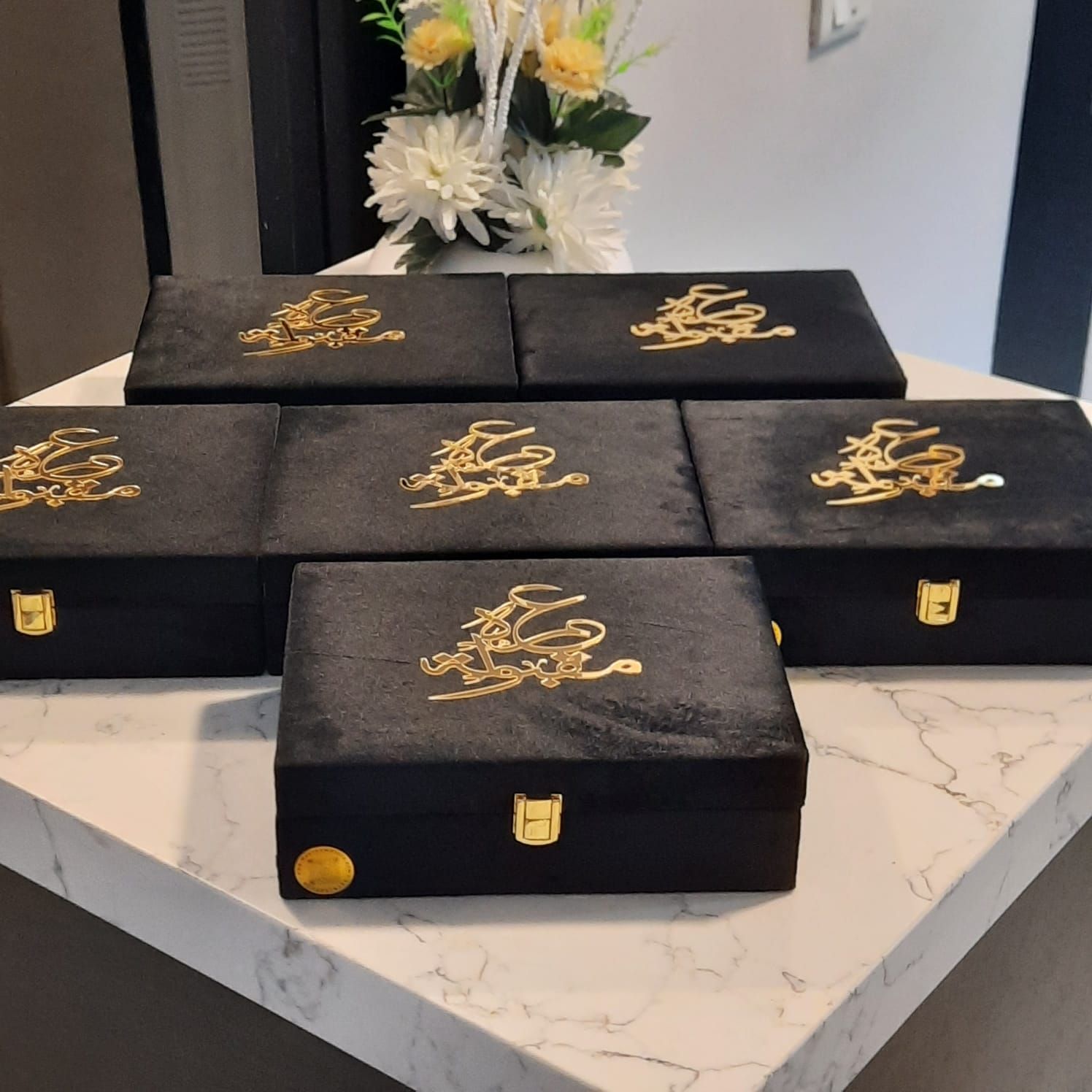 Wooden Velvet Umrah Tabbarak Box | Umrah Tabbarak Quran Gift Box ...