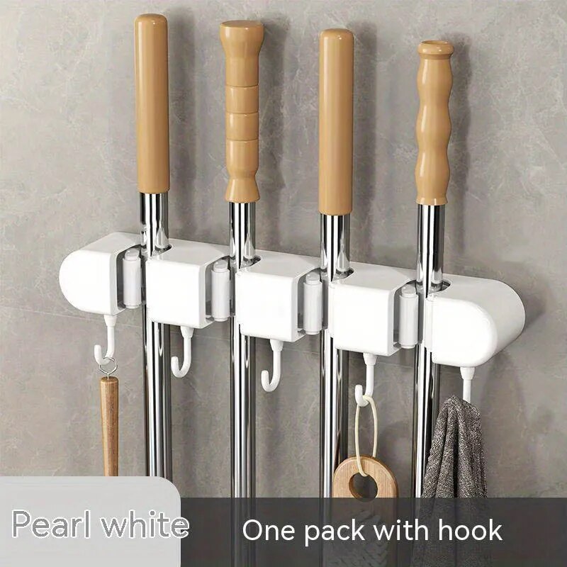 Wall-mounted Mop Rack Plastic Mop Hanging Rack With Clips | Daraz.pk