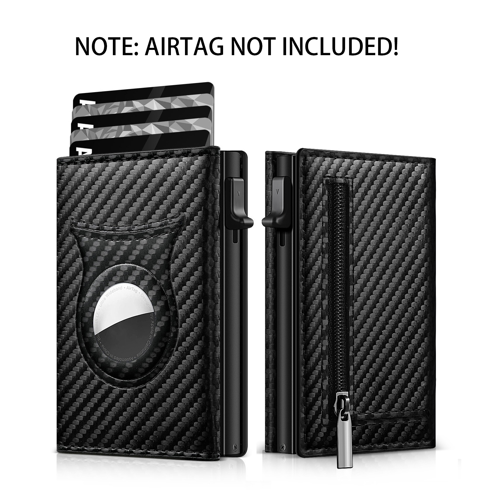 Men's Carbon Fiber Magnetic Card Holder PU Leather RFID Three-fold ...
