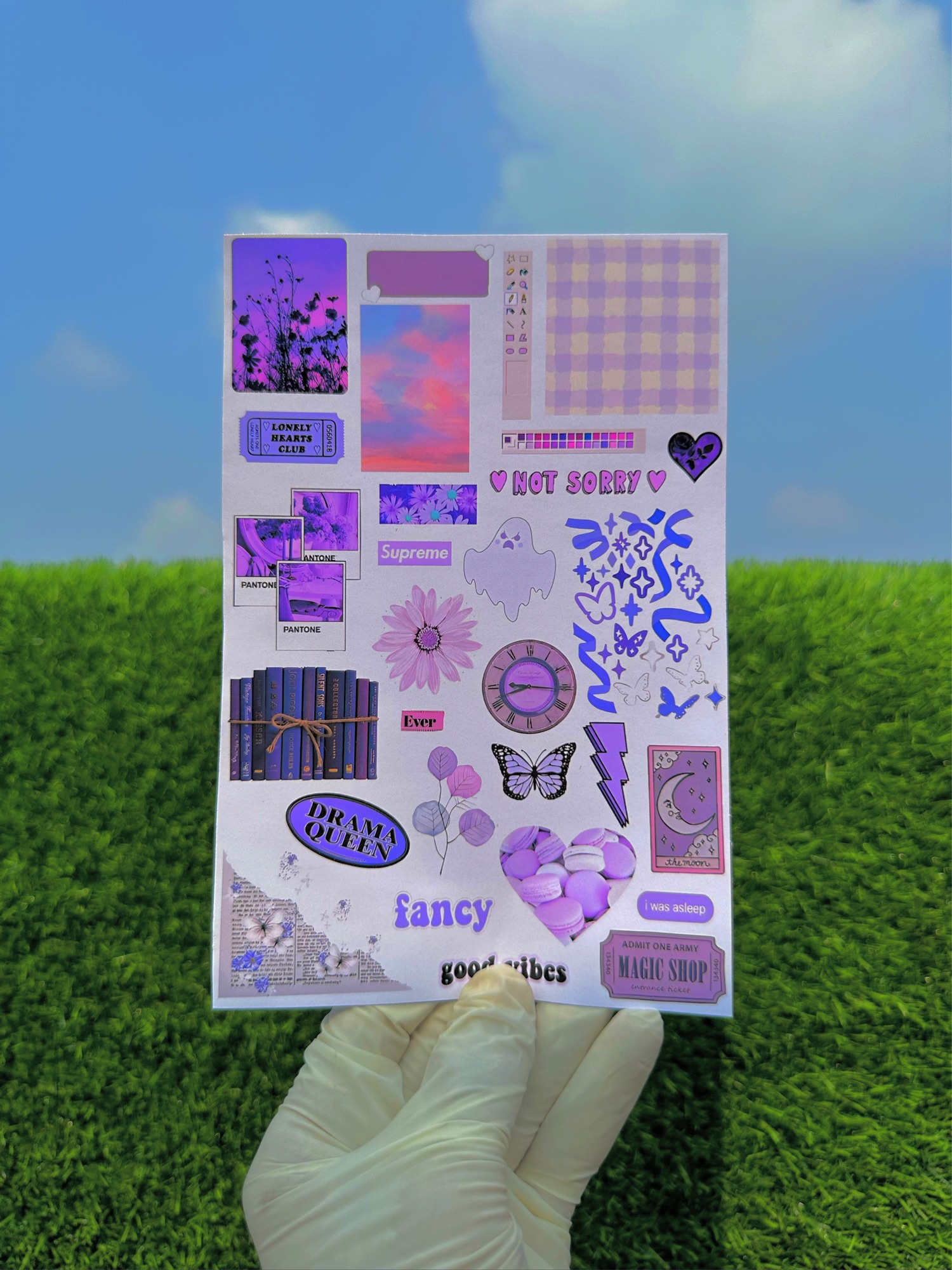 Purple Themed Mini Sticker Sheet | Journal Aesthetic Stickers | Daraz.pk