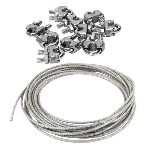 Wire Rope (PVC Coated) - 5mm with 6 Nos clamps | Daraz.pk