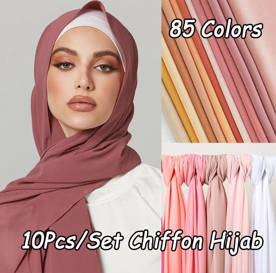 High-quality Pure Color New Bubble Chiffon Hijab Soft Wrap Arab Muslim ...