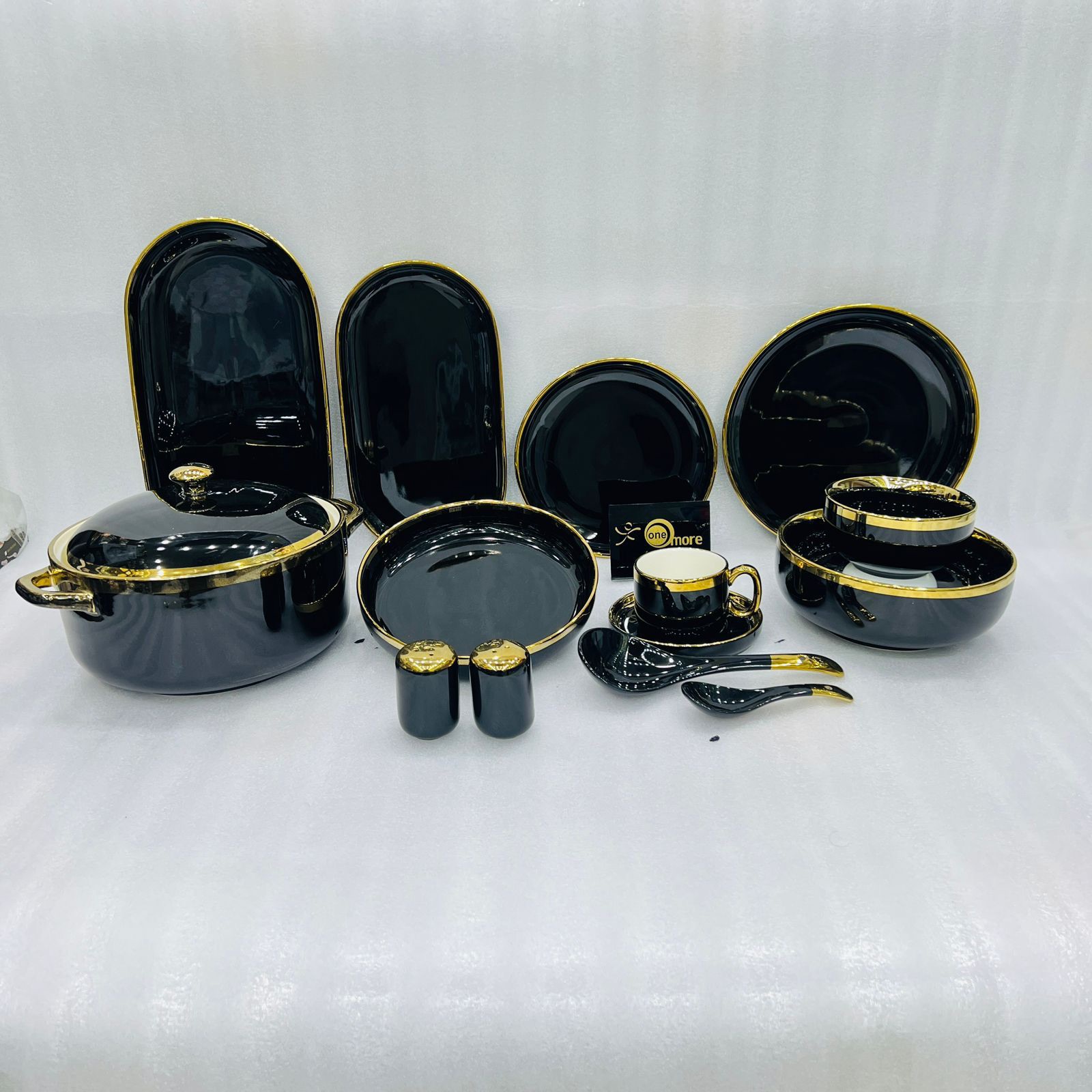 Household Gold rim Ceramic luxury dinner set 51pcs dining set ...