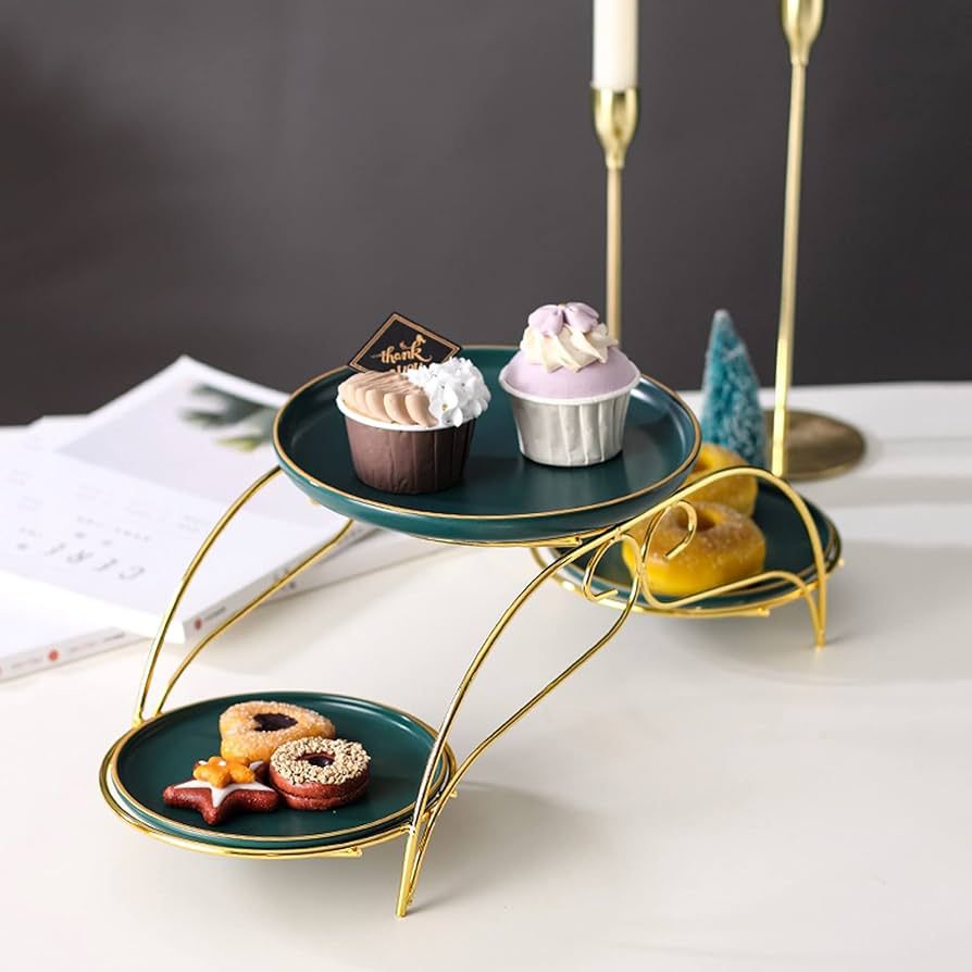 Cake stand Ceramic Cake Display Stand Multi-layer Cupcake Stand Light ...