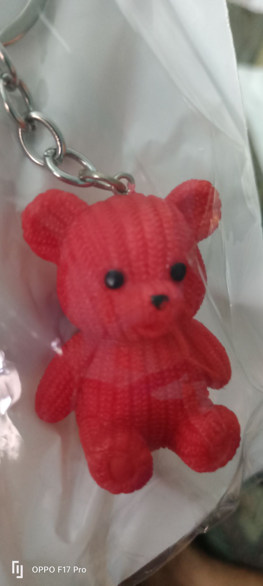 unique design PVC Fancy red teddy keychain for keys bags purse zipper ...