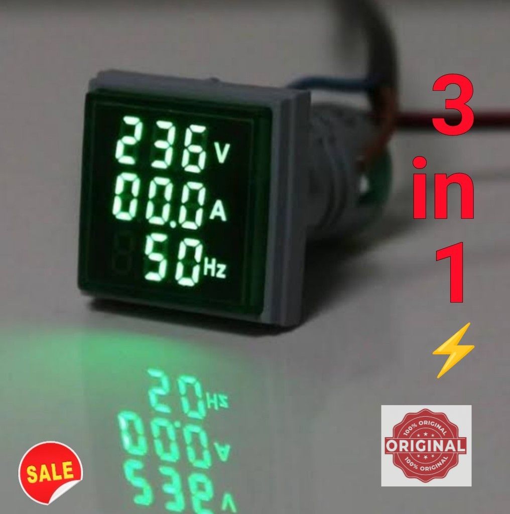 Panel Digital Green Volt and Ampere, HZ Meter Light, Square Panel meter ...