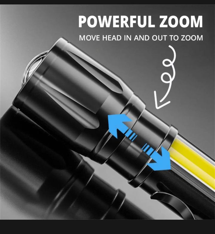 small portable zoom torch with zoom in funcation usb charging | Daraz.pk