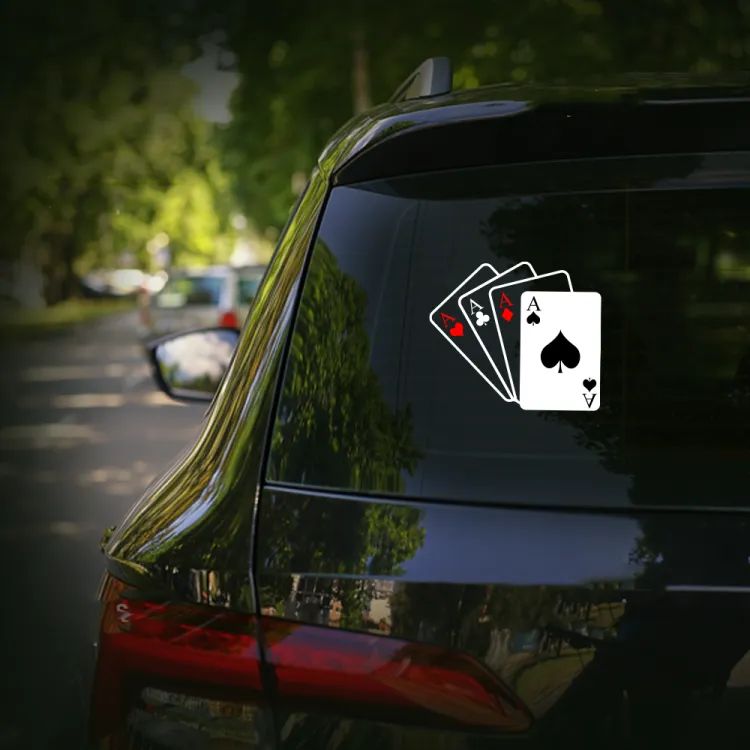 Cards Sticker for Car Back Mirror (6x6 inch) White & Red | Daraz.pk