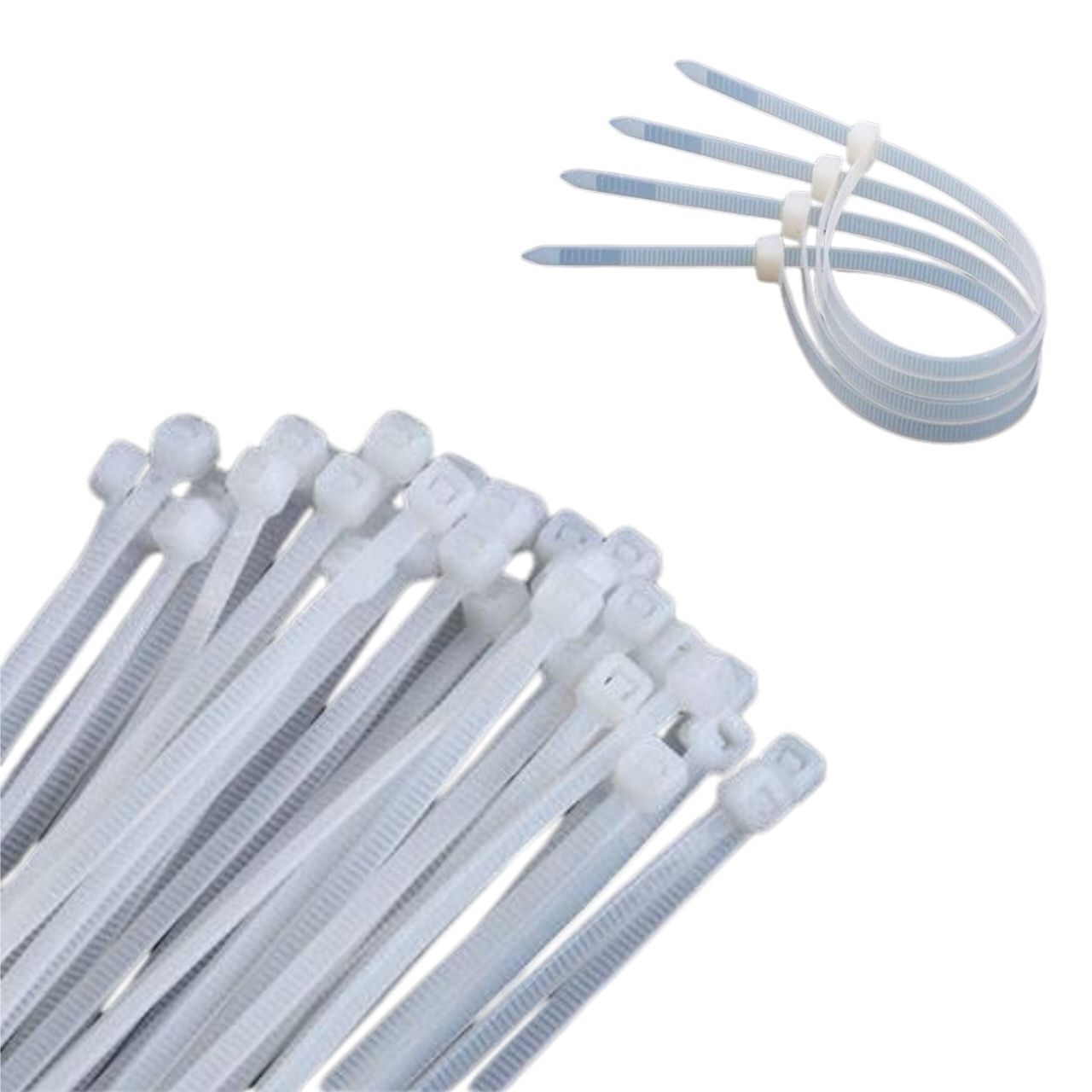 50 pcs cable zip ties plastic white tie clip nylon wire plastic pvc ...