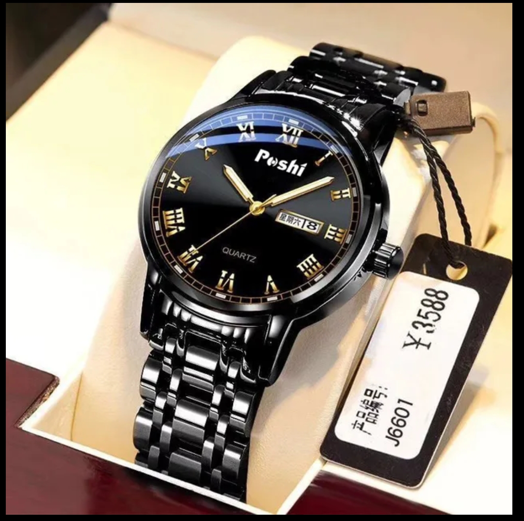 POSHI Stainless Steel Quartz Wrist Watch for Man Luxury Week Date ...