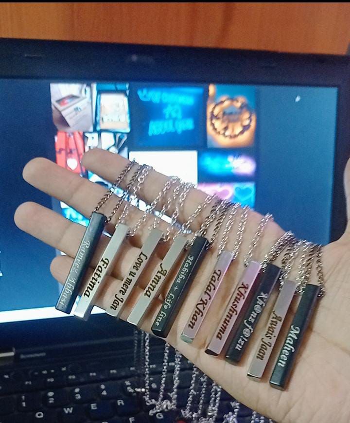 Customize bar locket Engrave your name on locket | Daraz.pk