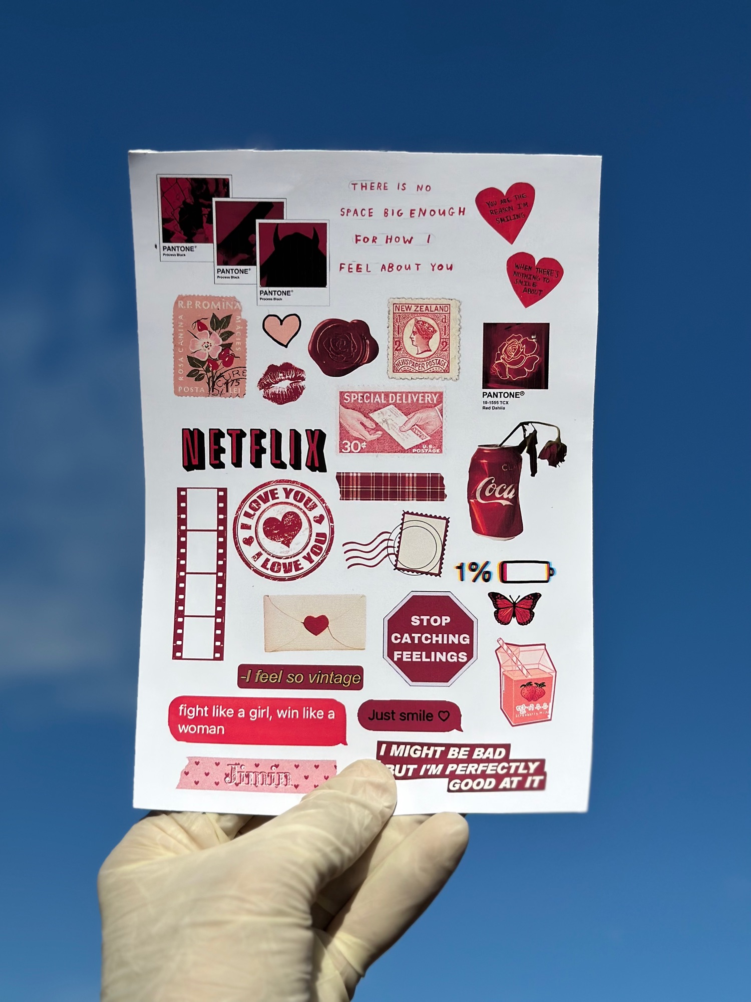 Red Aesthetic Journal Mini Uncut Sticker Sheet | Daraz.pk