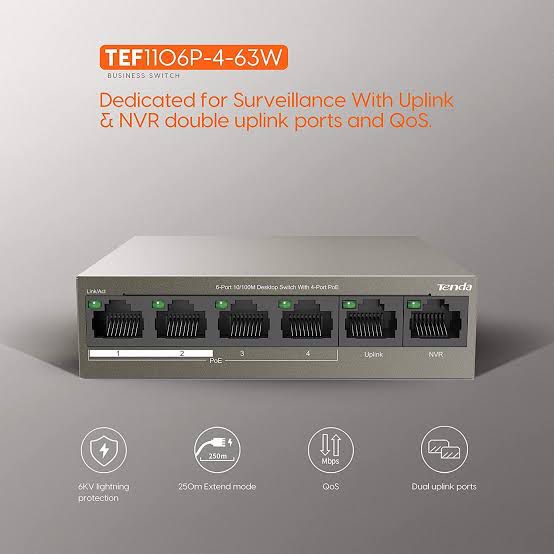 4 Ports POE Switch For IP Cameras, Fast POE Switch, 6 Ports Switch, 4 ...