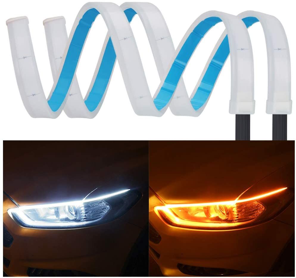 Flexible 60 Cm DRL Strip Headlight For Car With Running Indicator – 2 ...