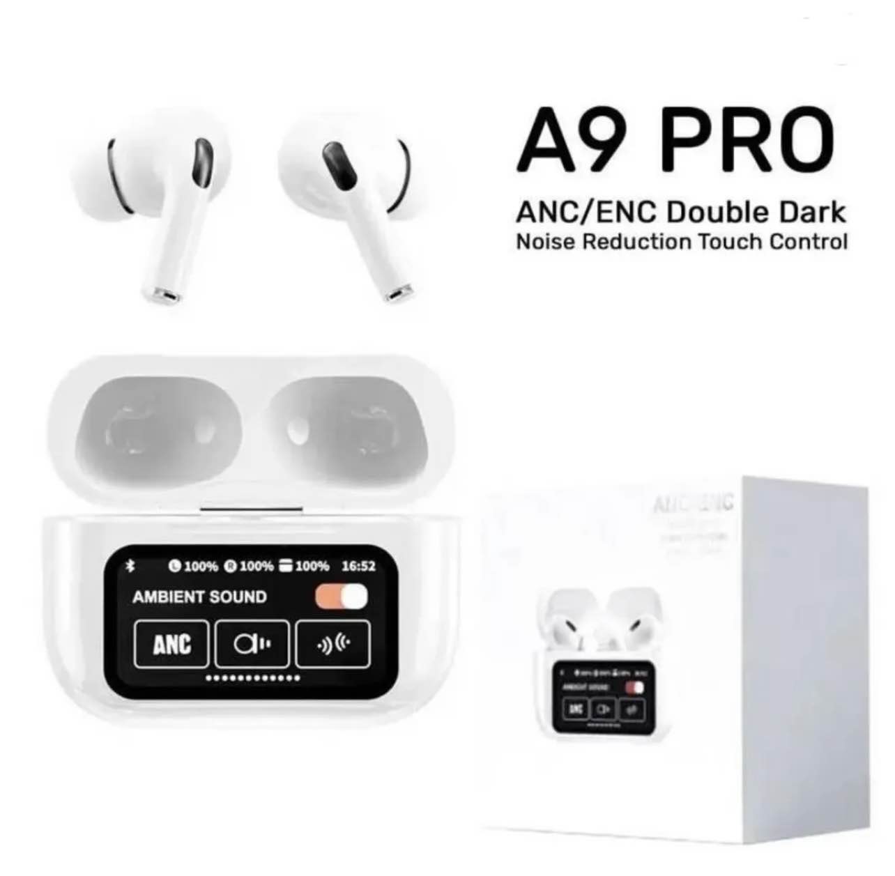 A9 Pro Touch Screen Airpods Pro - ANC/ENC Wireless Bluetooth Earbuds ...