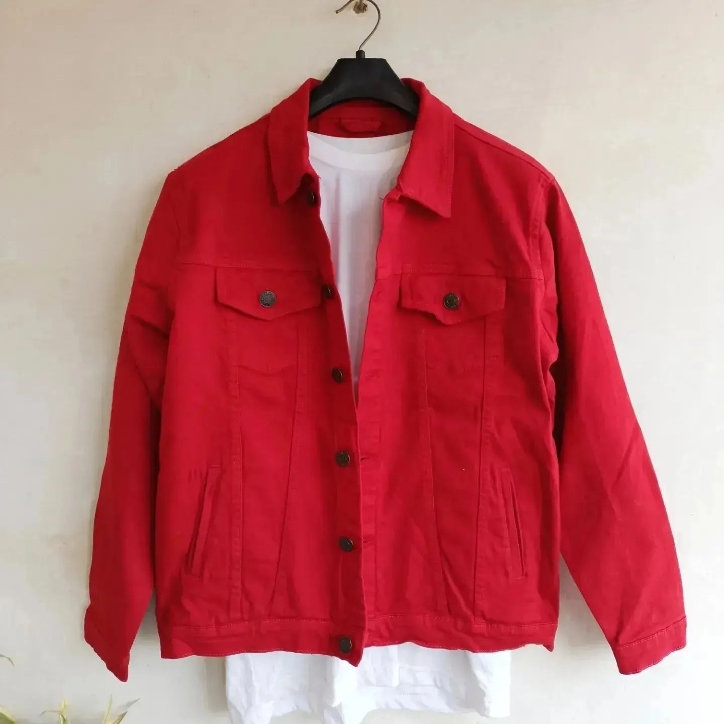 Red Denim Jacket Denim jacket for unisex | Daraz.pk
