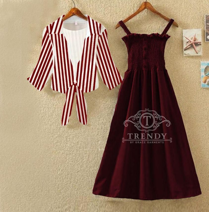 Stylish western 2 piece linen dress for girls | Daraz.pk