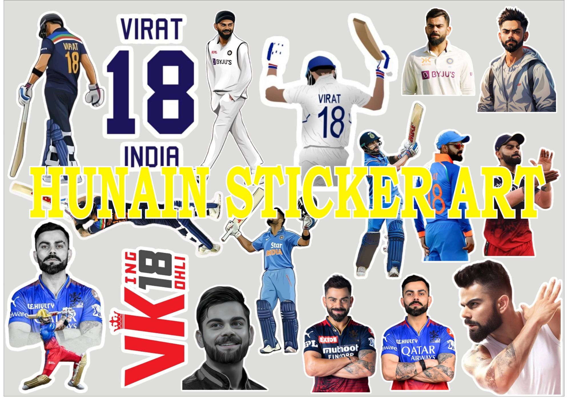 Virat Kohli Themed Stickers | DIY Decoration | For Laptop/Mobile ...
