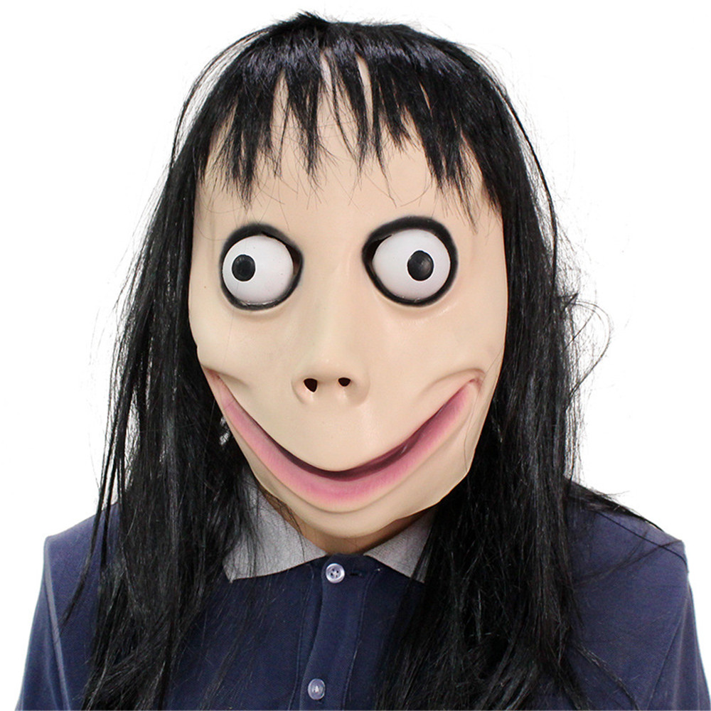 MOMO Mask Horror Devil Mask with Long Hair, Scary Costume Halloween ...