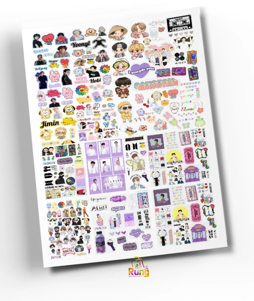 Bts sticker sheet uncut sticker use for laptop notebook | Daraz.pk