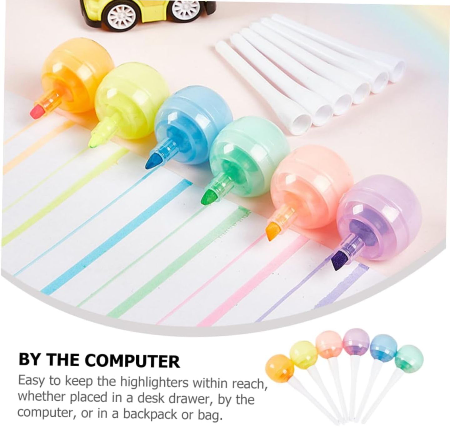 Cute Mini Highlighter Pen Lollipop Shape Fluorescent Marker Pens School ...