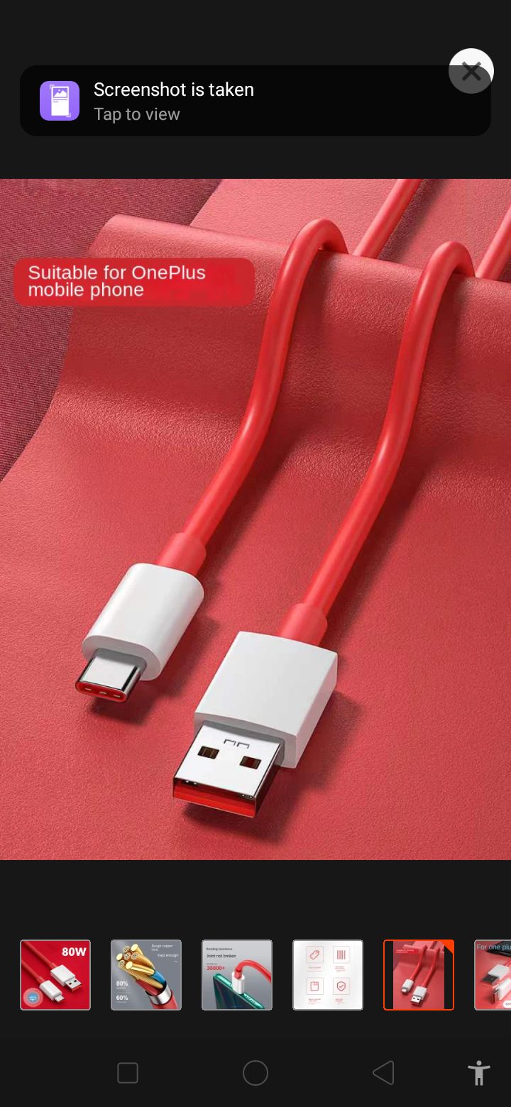 Original ONE PLUS Cable 80W USB Micro To Tab C Pin Fast Cable Message ...