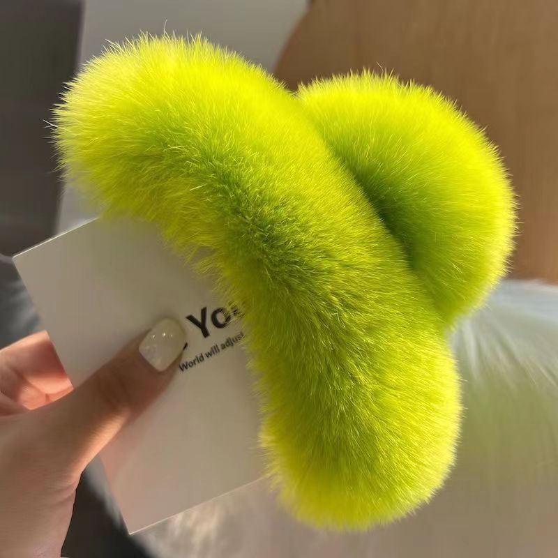 Faux Fur Hair Claw Rabbit Hair Large Hairpin Back Head Temperament Clip ...