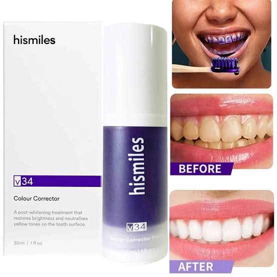 Hismile V34 Purple Color Corrector Teeth Toothpaste Effective Whitening ...