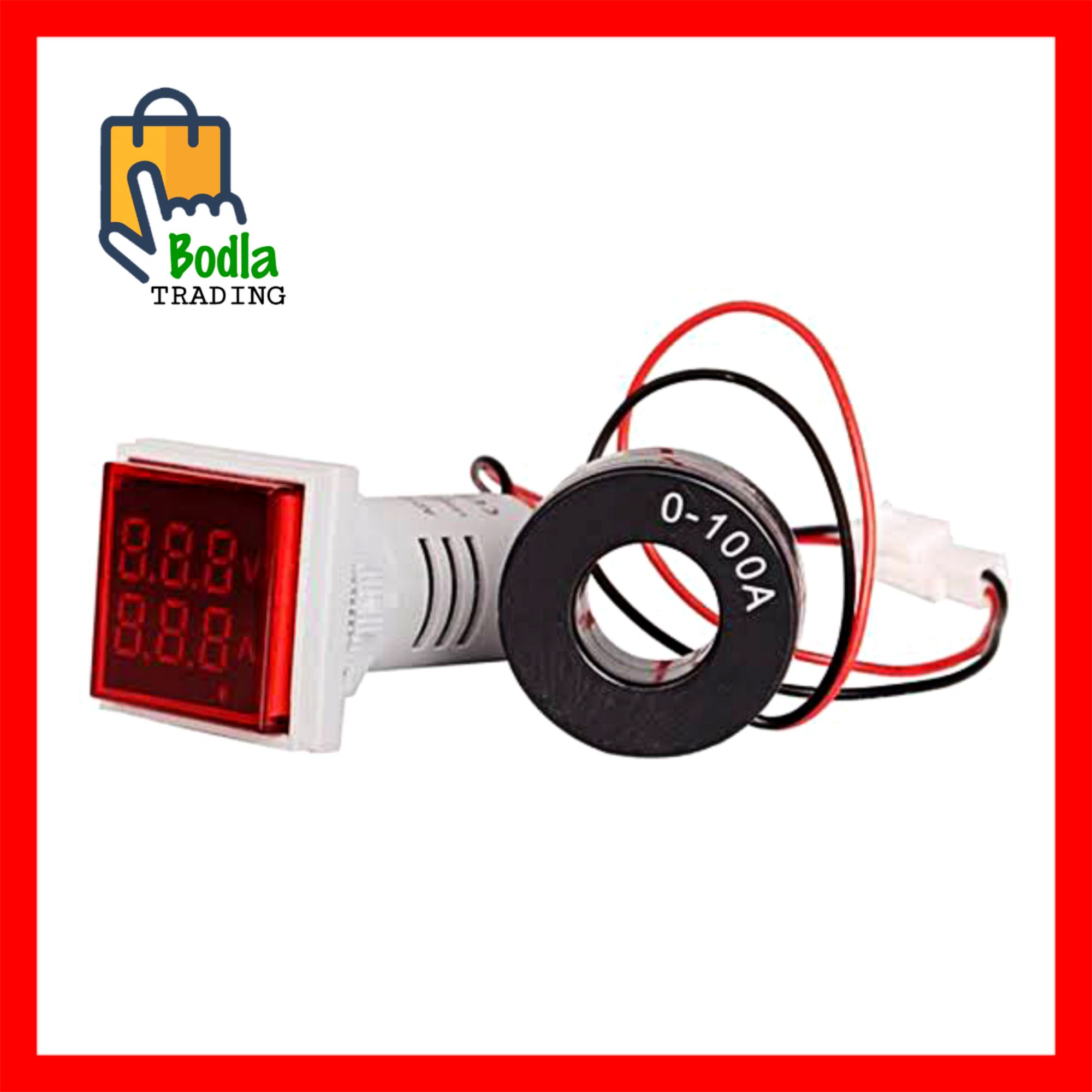 Square Digital AC Voltmeter+Ampmeter 2in1 50-500V 100A 22mm LED Current ...