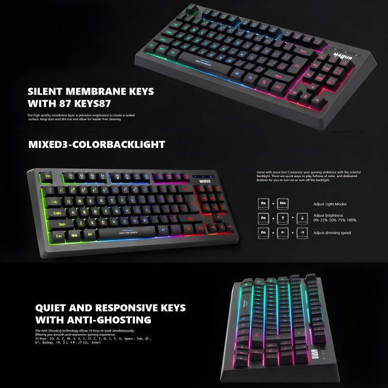 Marvo Scorpion K607 Membrane Gaming Keybord With 3 RGB Lighting Effects ...