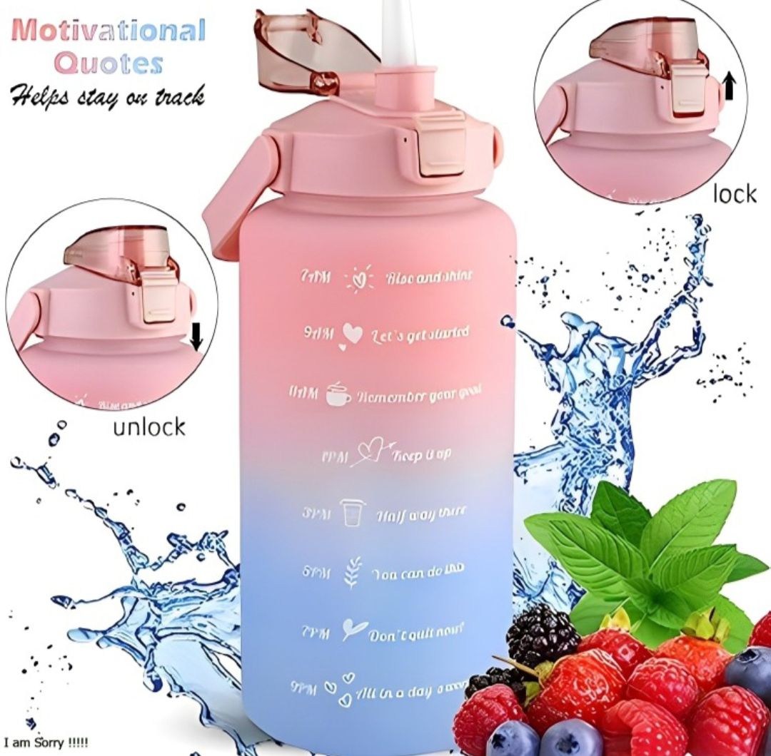 PeachFlask Water Bottles With Straw 2000ml Motivational Sport Water Bottles with Time Maker, BPA ...
